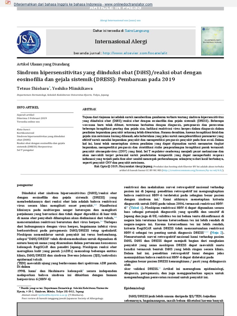 Drug-Induced Hypersensitivity Syndrome (DiHS) Drug Reaction With ...