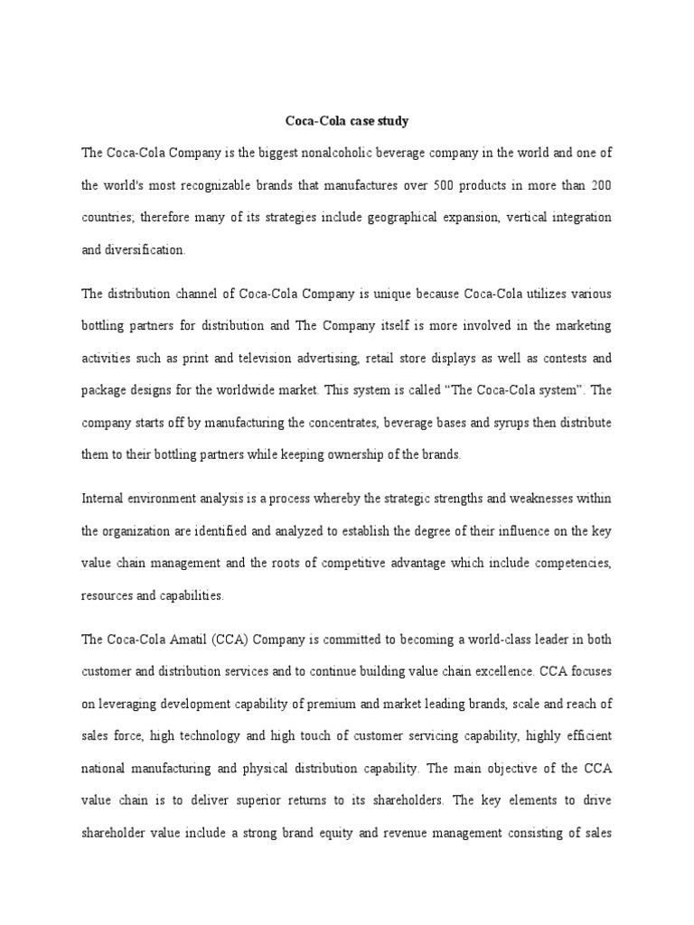 Coca-Cola Case Study | PDF | Brand | Value Chain
