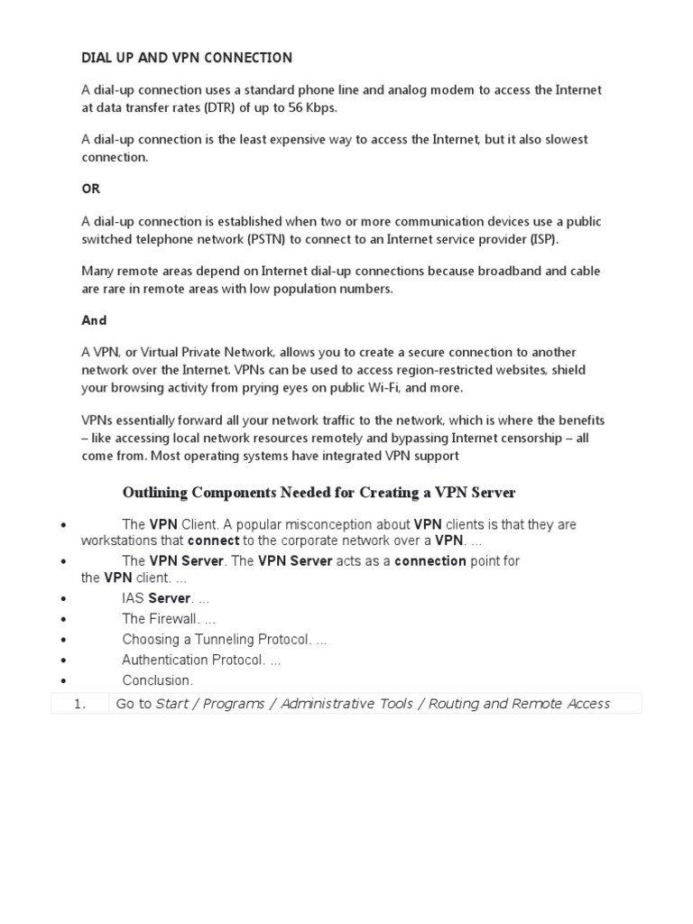 Dial Up and VPN Connection | PDF | Virtual Private Network | Transport ...