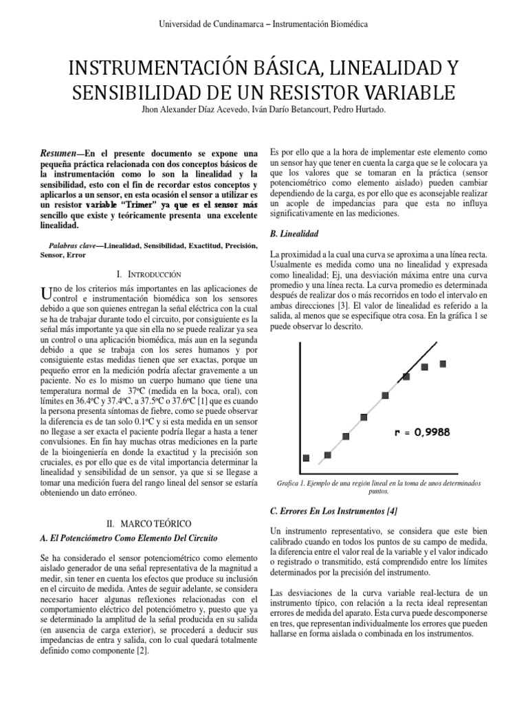 Linealidad y Sensibilidad en Trimmer | PDF | Sensor | Medición