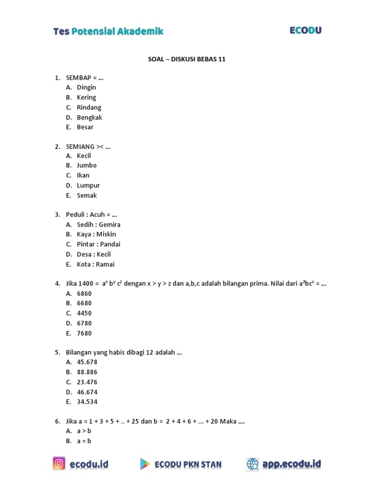 Soal Latihan TPA 11 | PDF