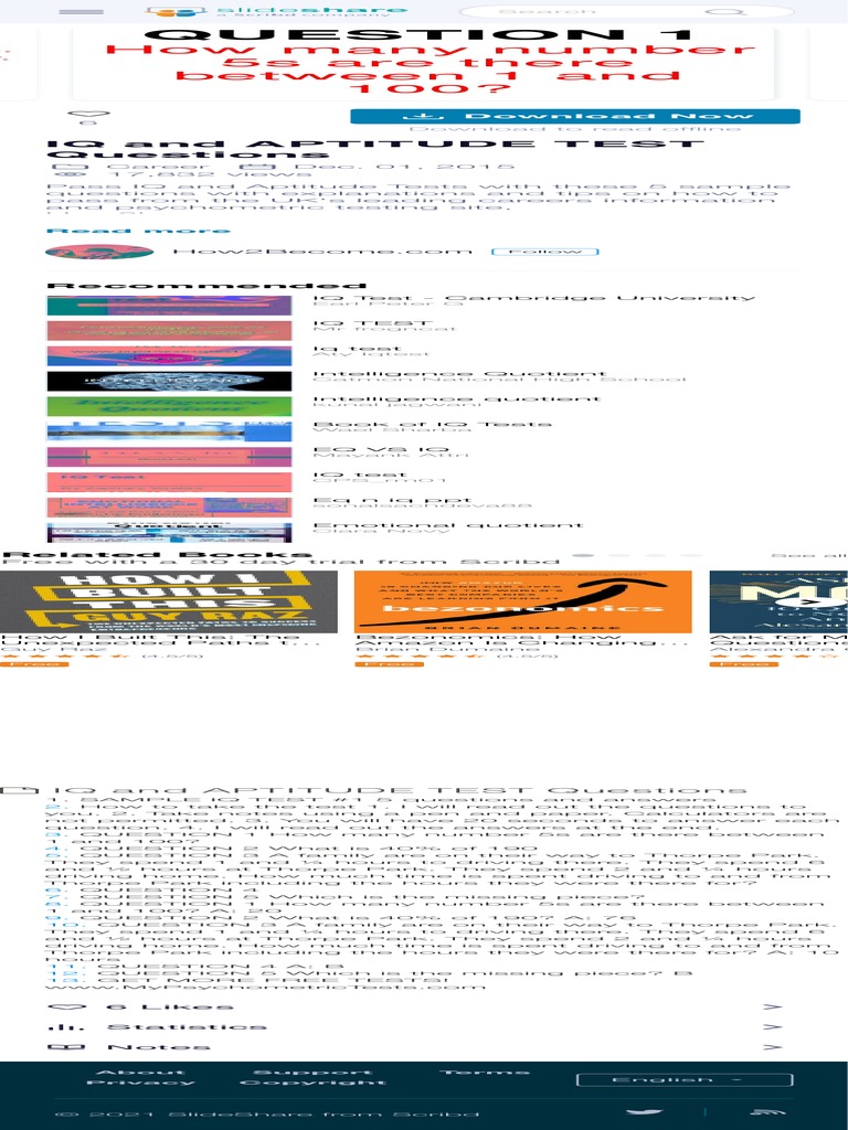 IQ and APTITUDE TEST Questions | PDF | Intelligence Quotient | Applied ...