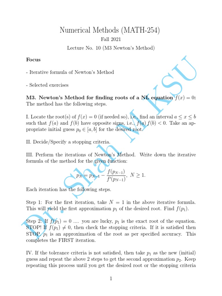 Approximating Roots Through Newton's Method: An Explanation of the Iterative Process and ...