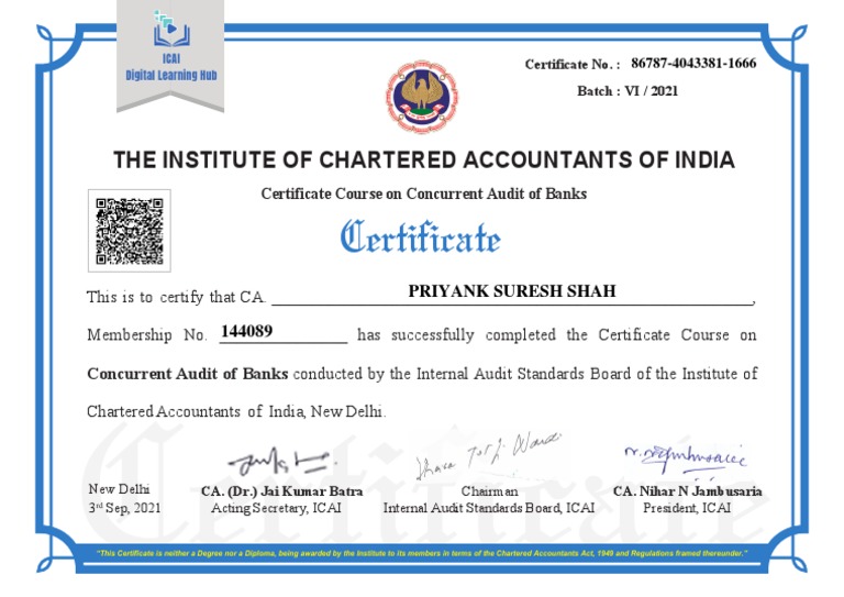 Certificate Course On Concurrent Audit by ICAI | PDF