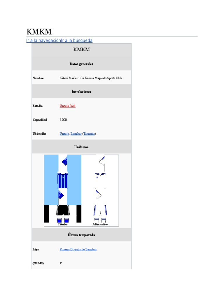 KMKM | PDF | Tanzania | Equipos deportivos