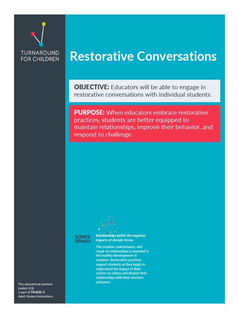 Restorative Conversations | PDF | Mindset | Teachers