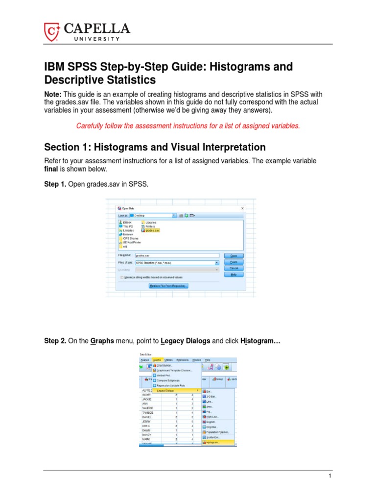 IBM SPSS Step-by-Step Guide - Histograms and Descriptive Statistics ...
