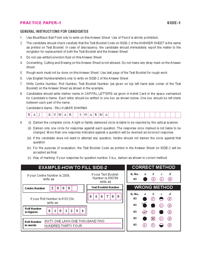 General Instructions For Candidates: Practice Paper-1 | PDF | Writing ...