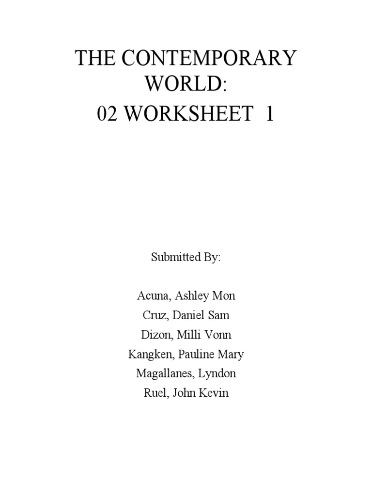 The Contemporary World: 02 Worksheet 1 | PDF | Trade | European ...