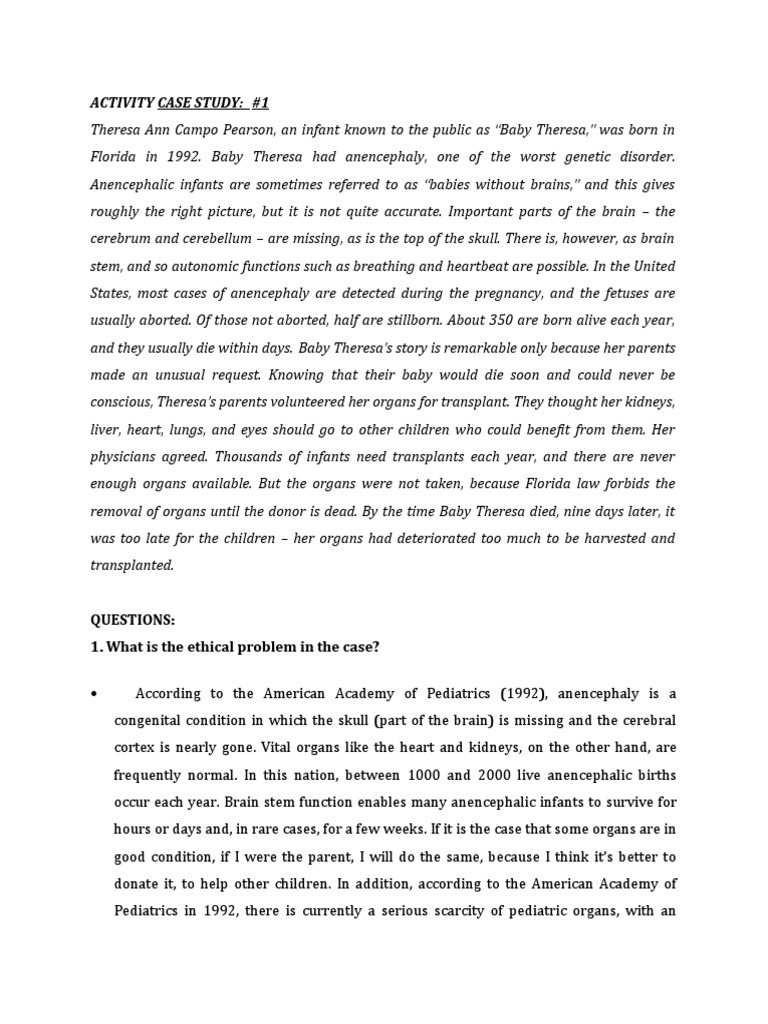 Activity Case Study #1 | Download Free PDF | Clinical Medicine | Organ ...