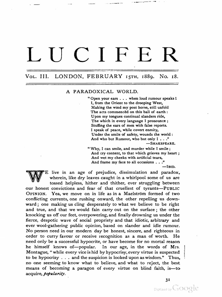 Lucifer v03 n18 February 1889 | PDF | Theosophy | Isis