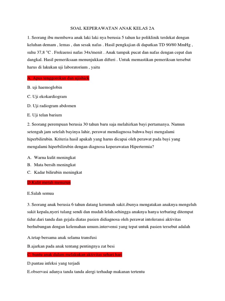 Soal Kep Anak Bu Yuyun-Digabungkan | PDF