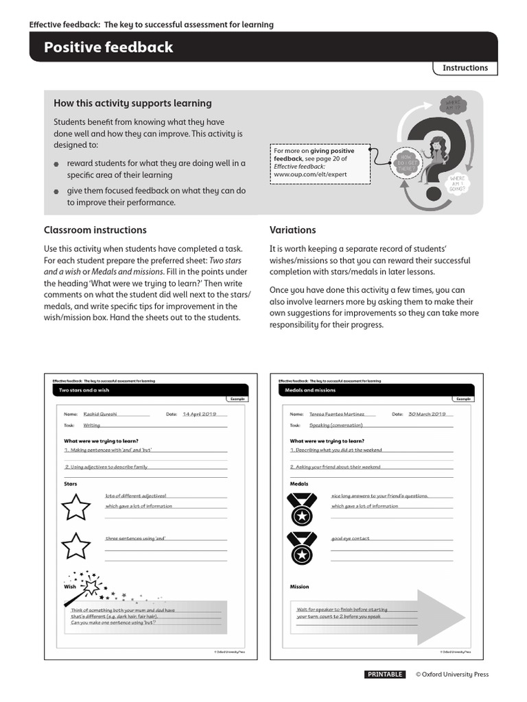 Positive Feedback: How This Activity Supports Learning | PDF | Learning ...