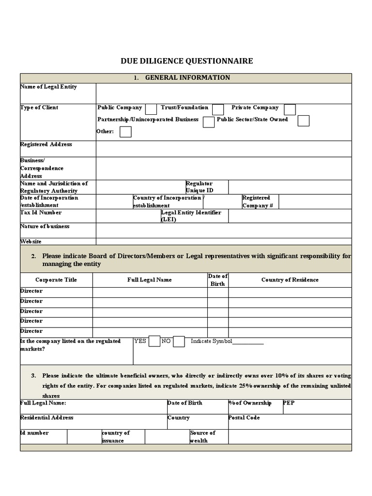 Due Diligence Questionnaire Review | PDF | Companies | Business Law