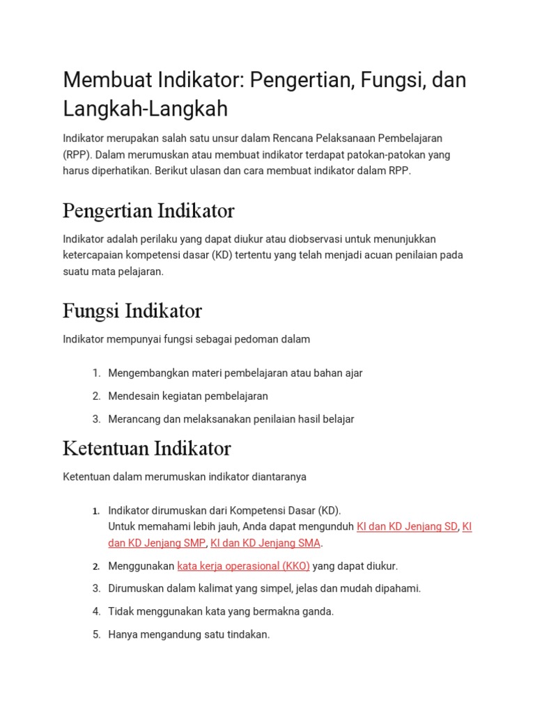 Cara Membuat Indikator Pembelajaran | PDF