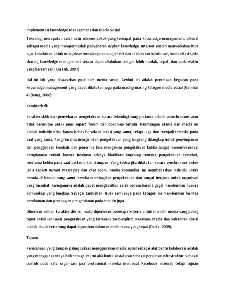 Implementasi Knowledge Management Dan Media Sosial | PDF