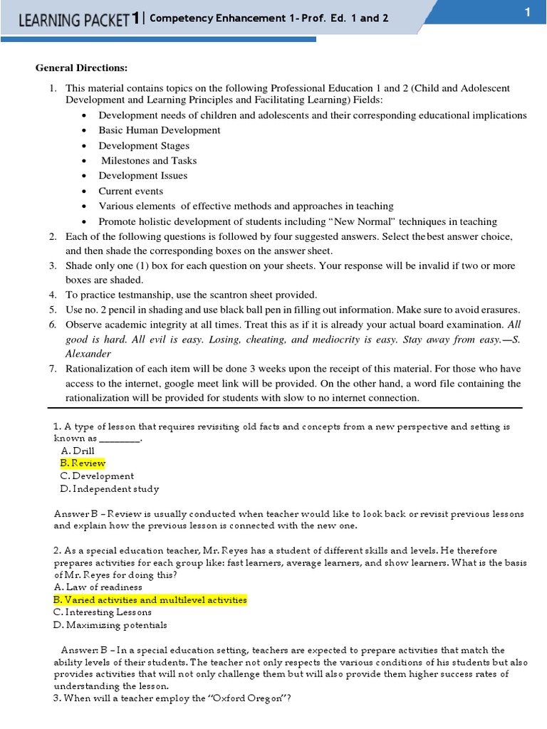 Teacher Exam Prep Guide | PDF | Teachers | Learning