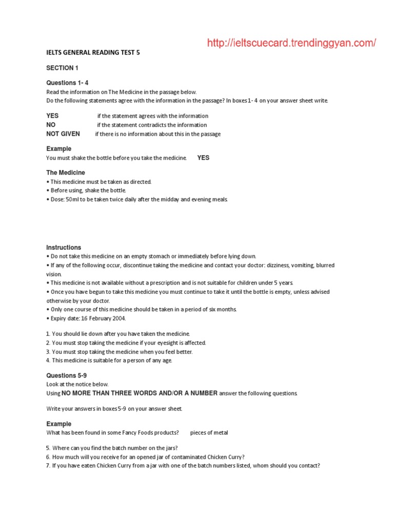 Ielts General Reading Test 5 | PDF | Student Loan