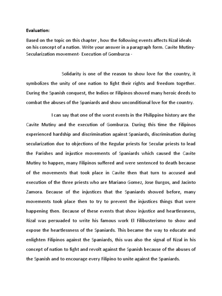 How Cavite Mutiny, Secularization, and Gomburza Execution Affected Rizal's Ideals of Nation | PDF