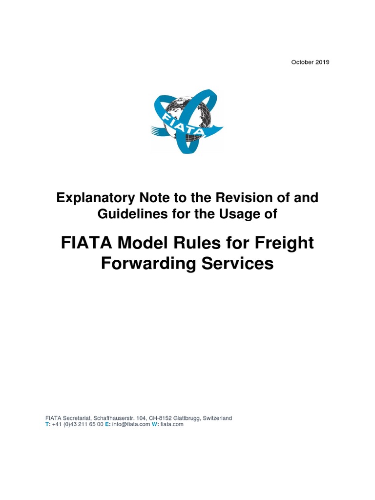 FIATA Model Rules For Freight Forwarding Services: Explanatory Note To ...