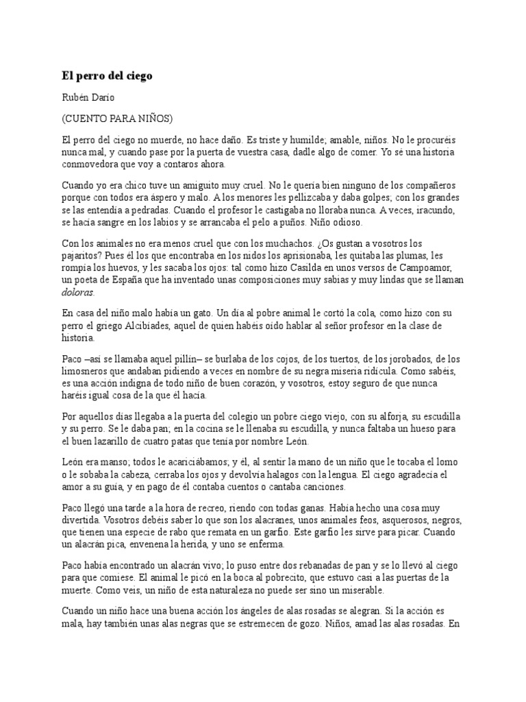 El Perro Del Ciego Cuento de Ruben Dario | PDF