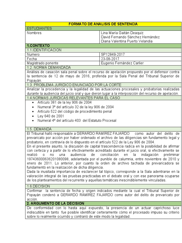 Formato de Analisis de Sentencia | PDF | Sentencia (ley) | Gobierno Formato de Analisis de Sentencia | PDF | Sentencia (ley) | Gobierno