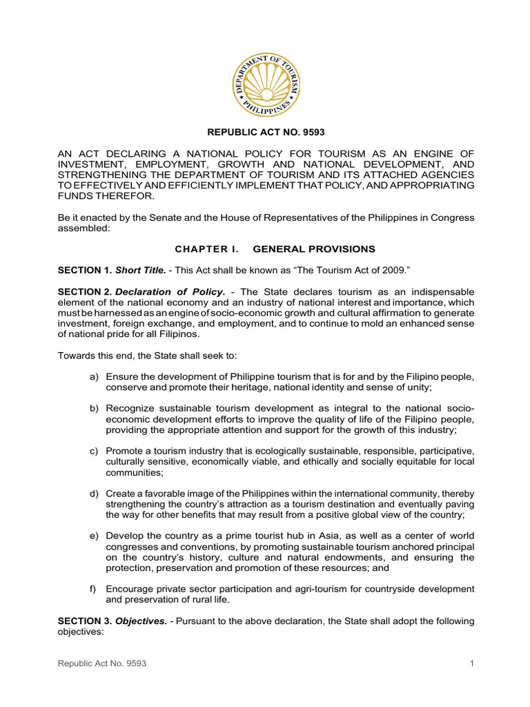 Updated RA 9593 and IRR (As of 01 Nov 2020) | PDF | Tourism ...