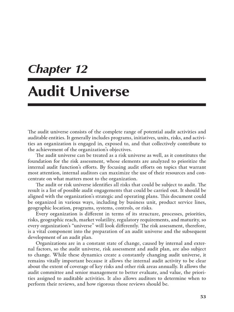 Audit Universe | PDF | Audit | Internal Audit