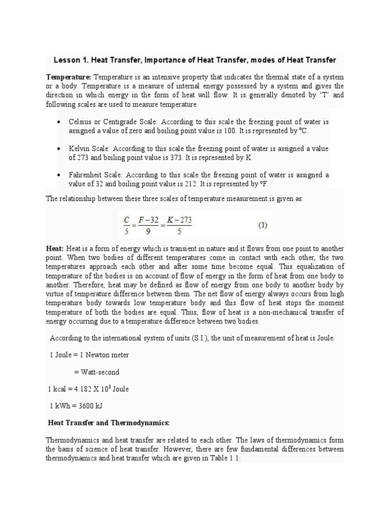Heat and Mass Transfer Module 1 Lesson 1 | PDF | Heat Transfer ...