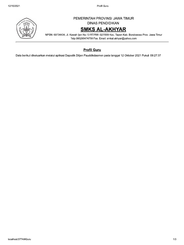 Profil GTK Dapodik | PDF