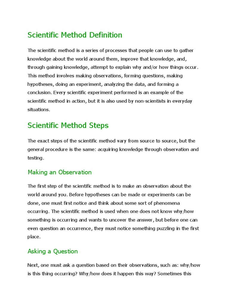 Scientific Method Definition: Making An Observation | PDF | Experiment ...