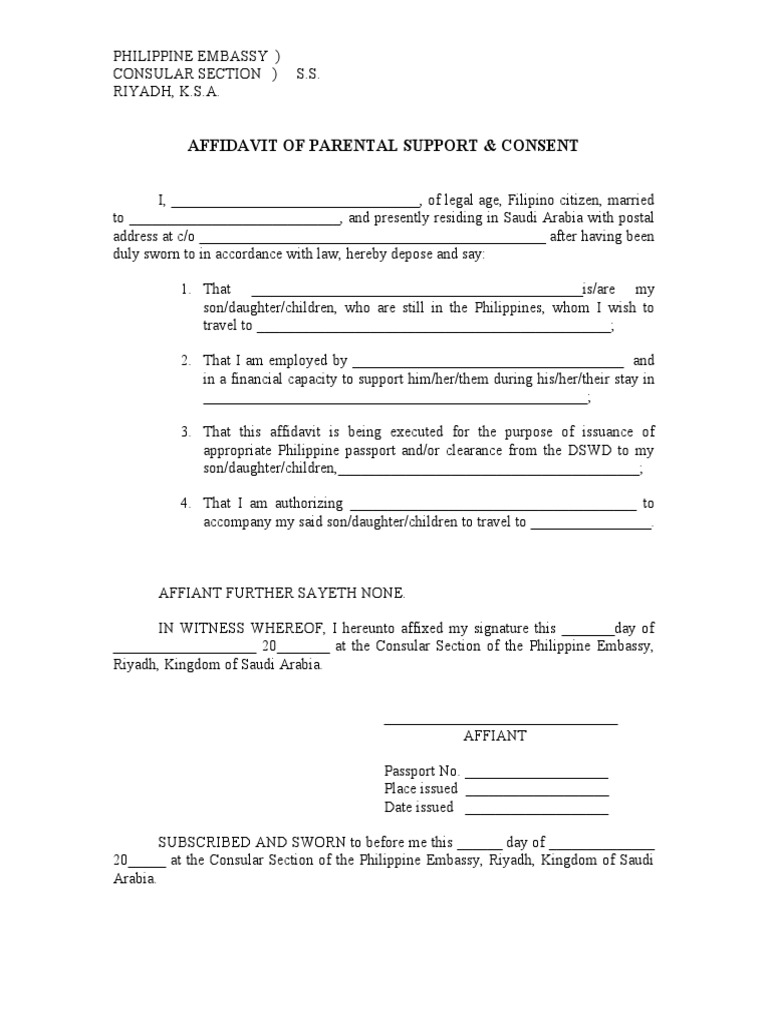 Joint Affidavit Parental Support Consent | PDF | Affidavit | Riyadh