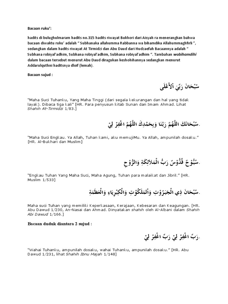 Bacaan Ruku Sesuai Sunnah | PDF