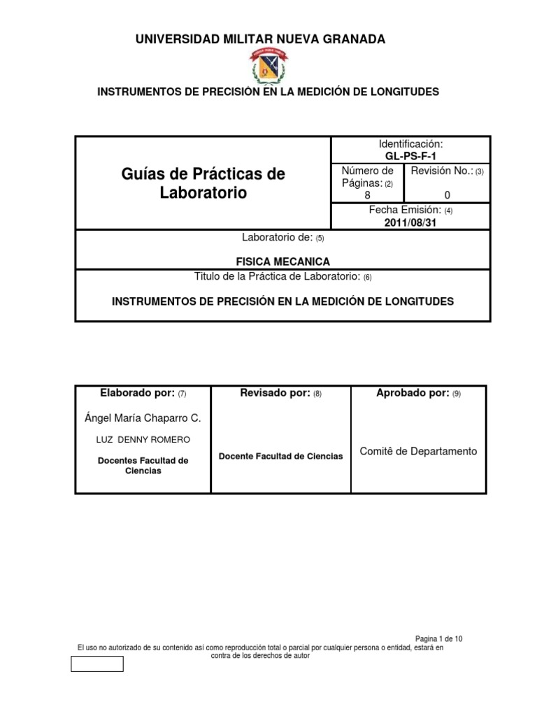 Guia 2 Instrumentos de Precisión en La Medición de Longitudes | PDF ...