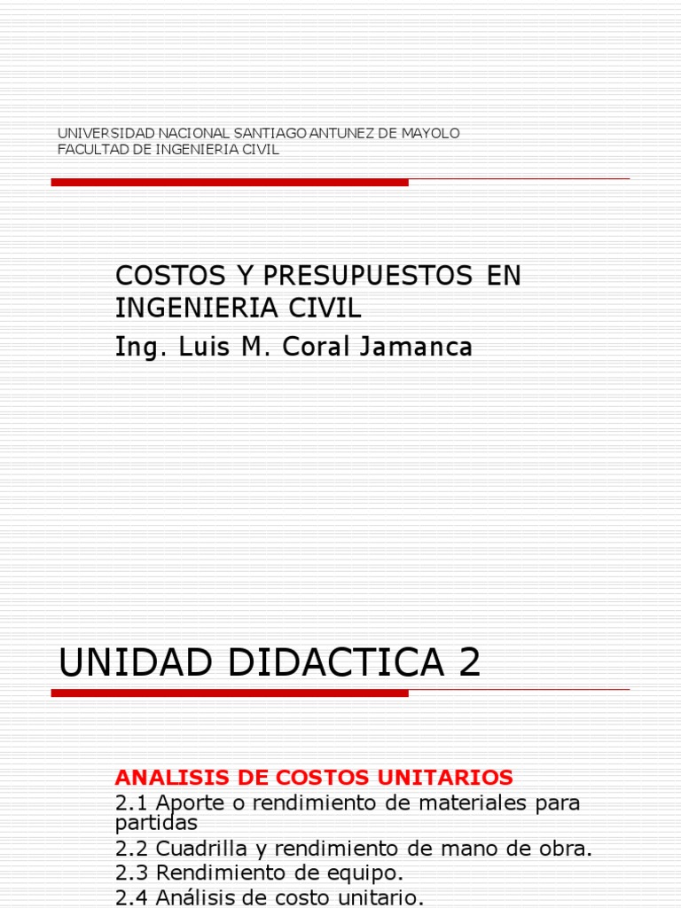2 Costos y Presupuestos | PDF | Economias | Ingeniero civil