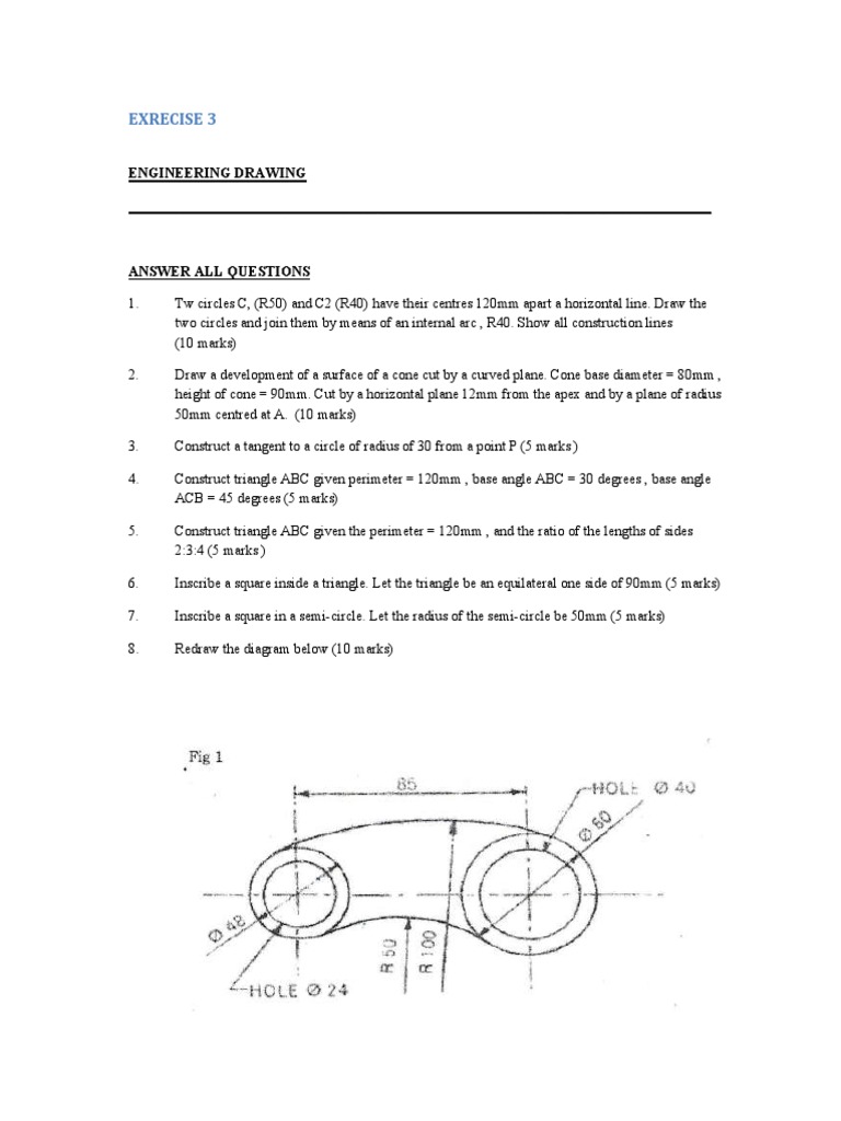 Engineering Drawing Exercise 3 | PDF