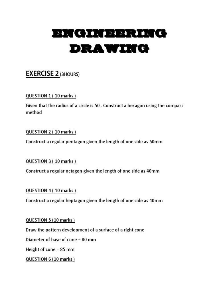 Engineering Drawing Exercise 2 | PDF