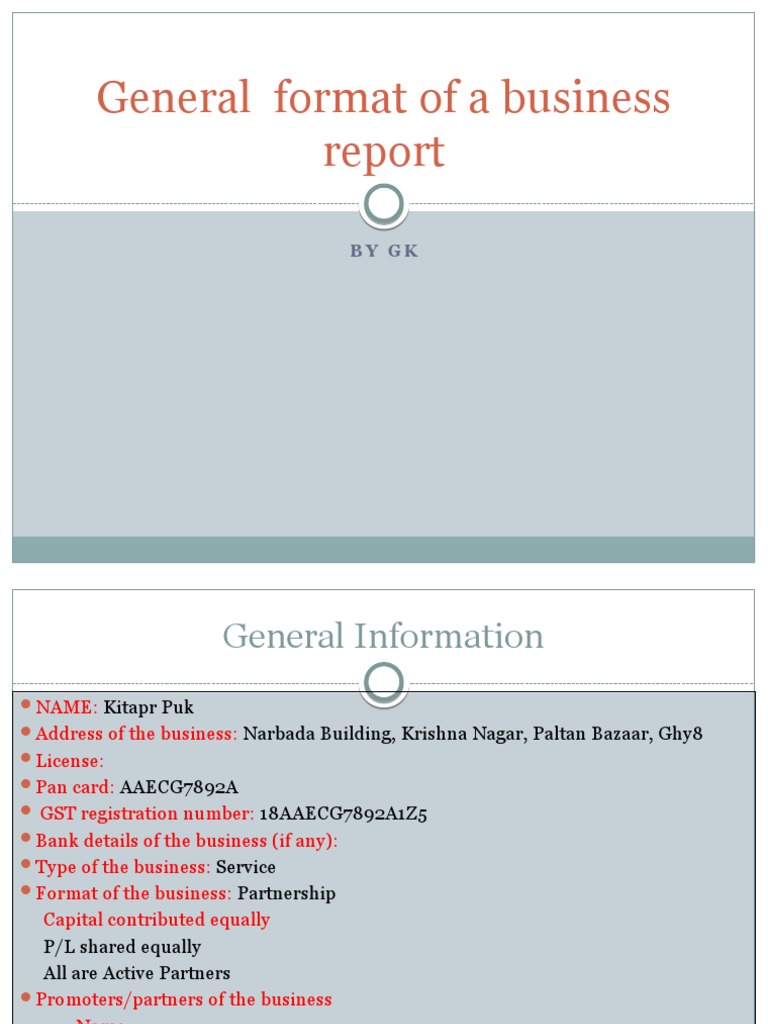 General Format of A Business: by GK | PDF