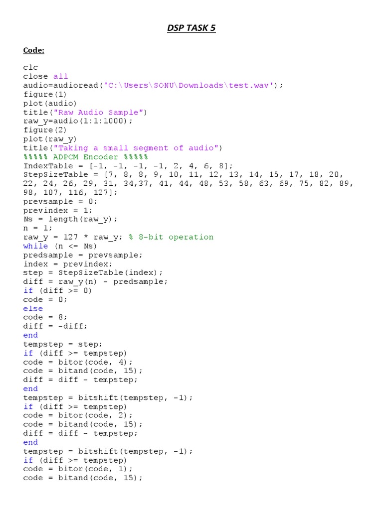 DSP Task 5: All 'C:/Users/SONU/Downloads/test - Wav' | PDF | Signal ...