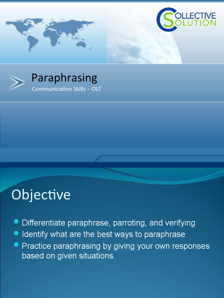 Paraphrasing: Communication Skills - OLT | PDF | Fee | Cognition
