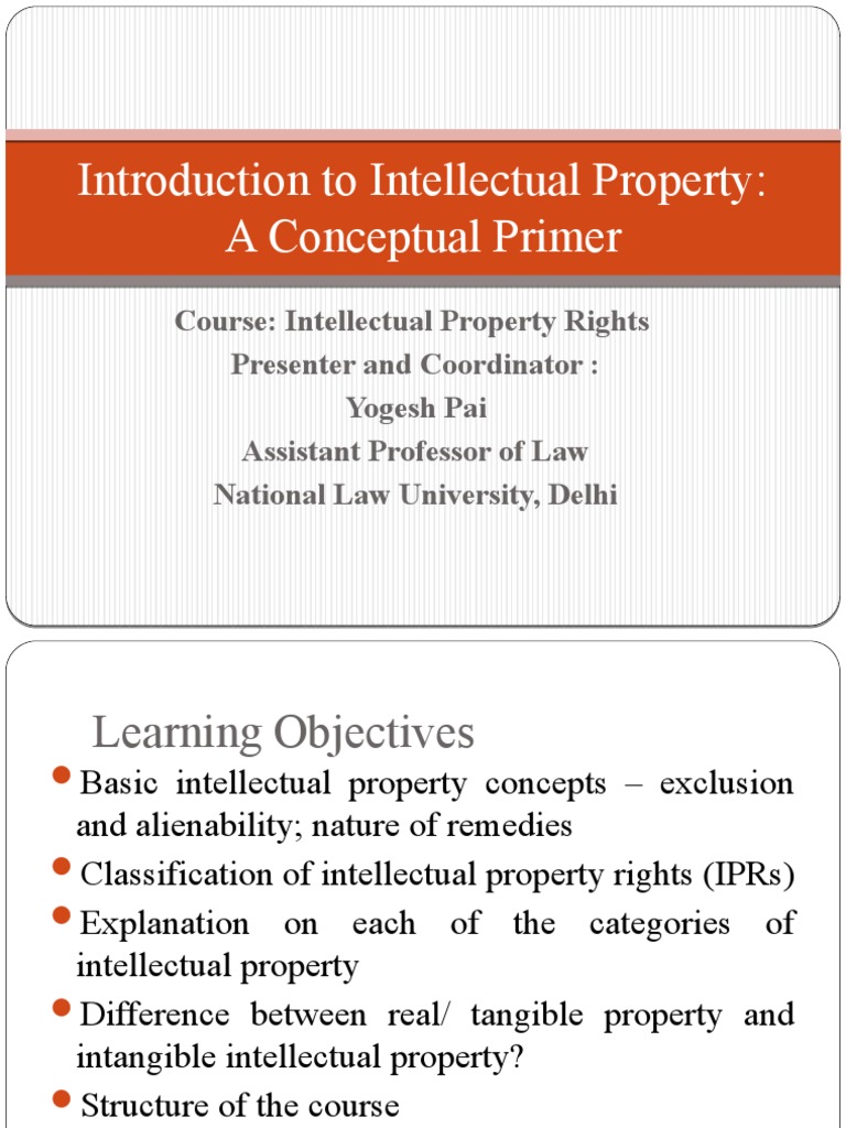 Introduction To Intellectual Property - A Conceptual Primer | PDF ...