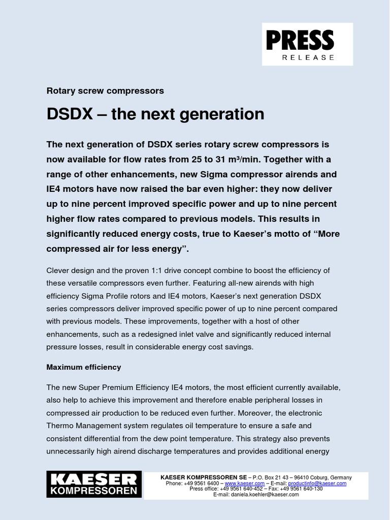 Next-Gen DSDX Rotary Screw Compressors | PDF | Physical Quantities ...