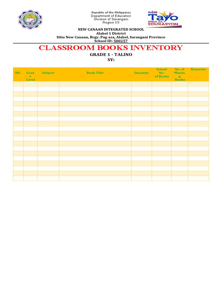 Grade 1 Classroom Book Inventory | PDF