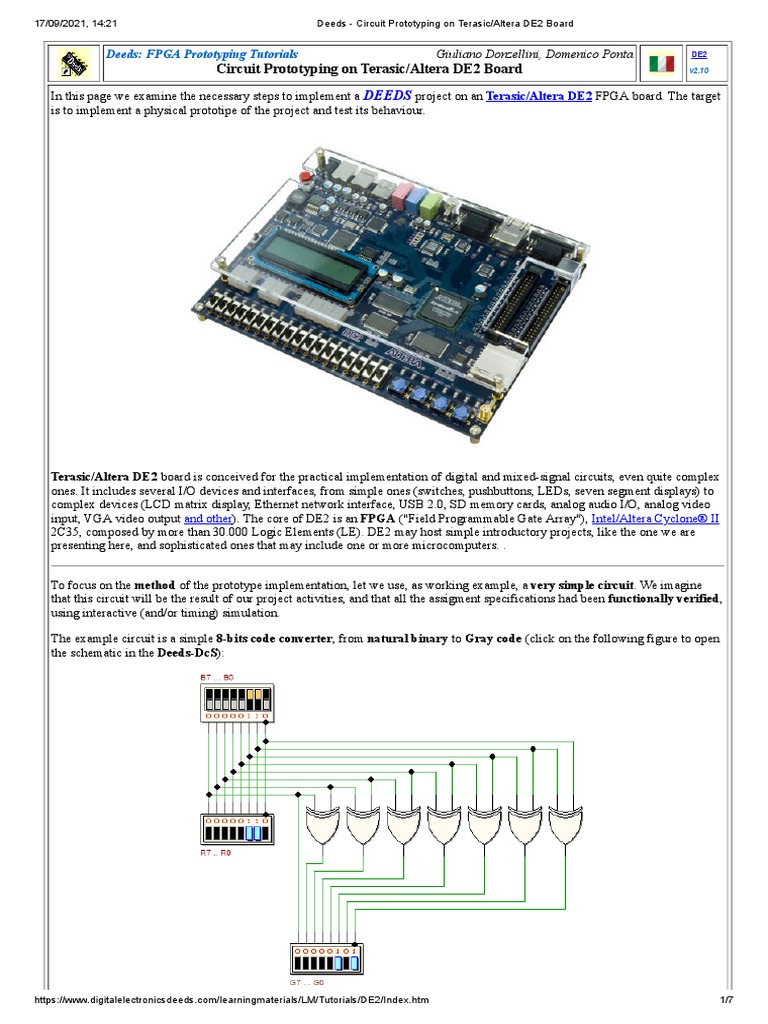 Deeds - Circuit Prototyping On Terasic - Altera DE2 Board | PDF | Field Programmable Gate Array ...