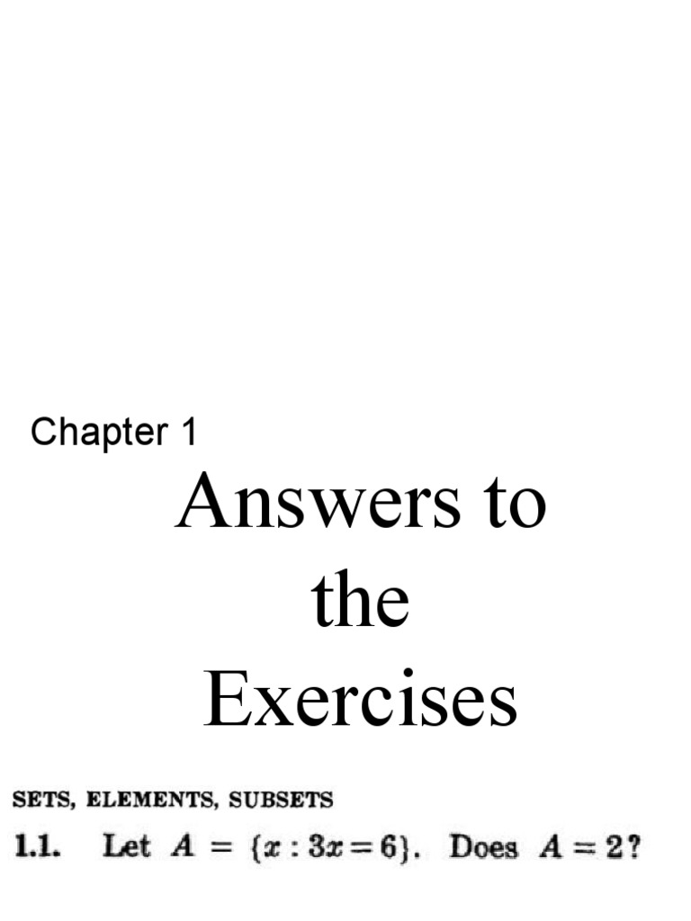 Answers To Exercises On Set Theory | PDF