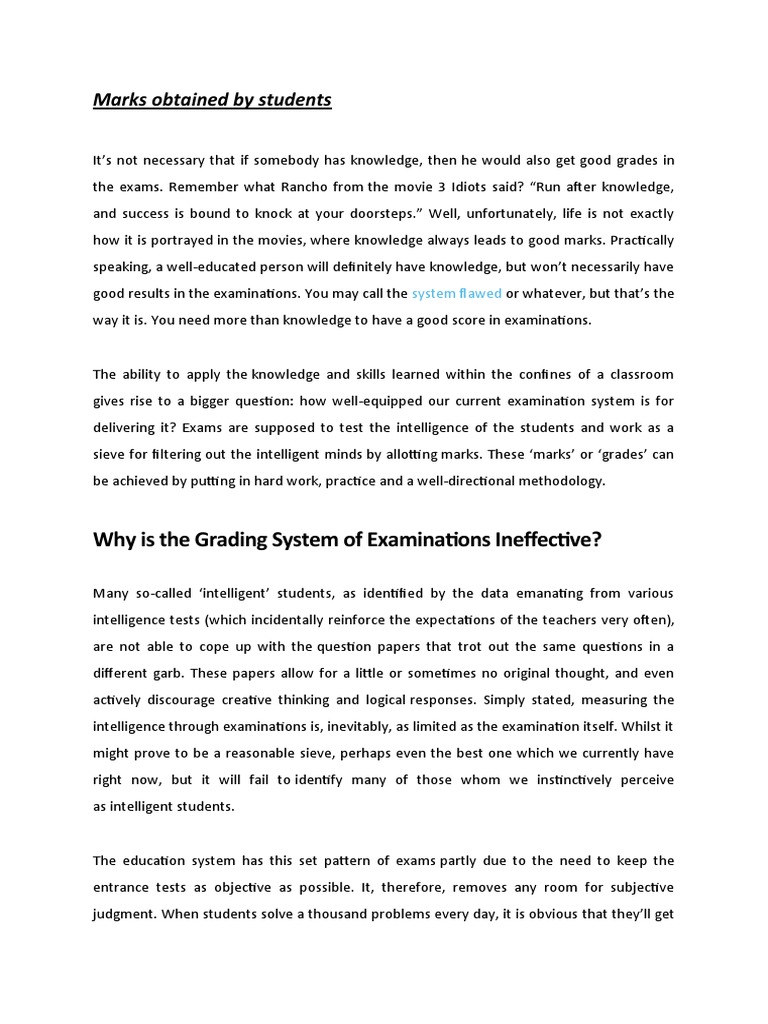 Grading System: Knowledge vs. Marks | PDF | Test (Assessment) | Knowledge