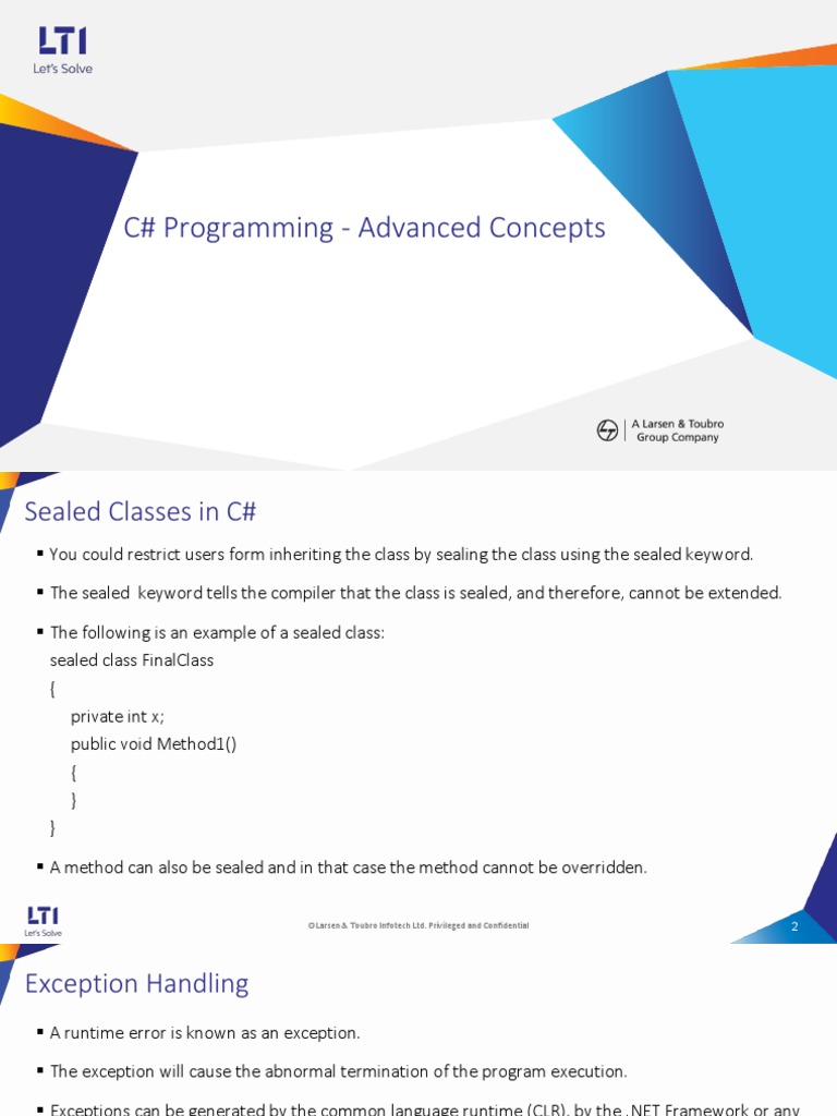 C# Programming - (Advanced Concepts) | Download Free PDF | Class ...