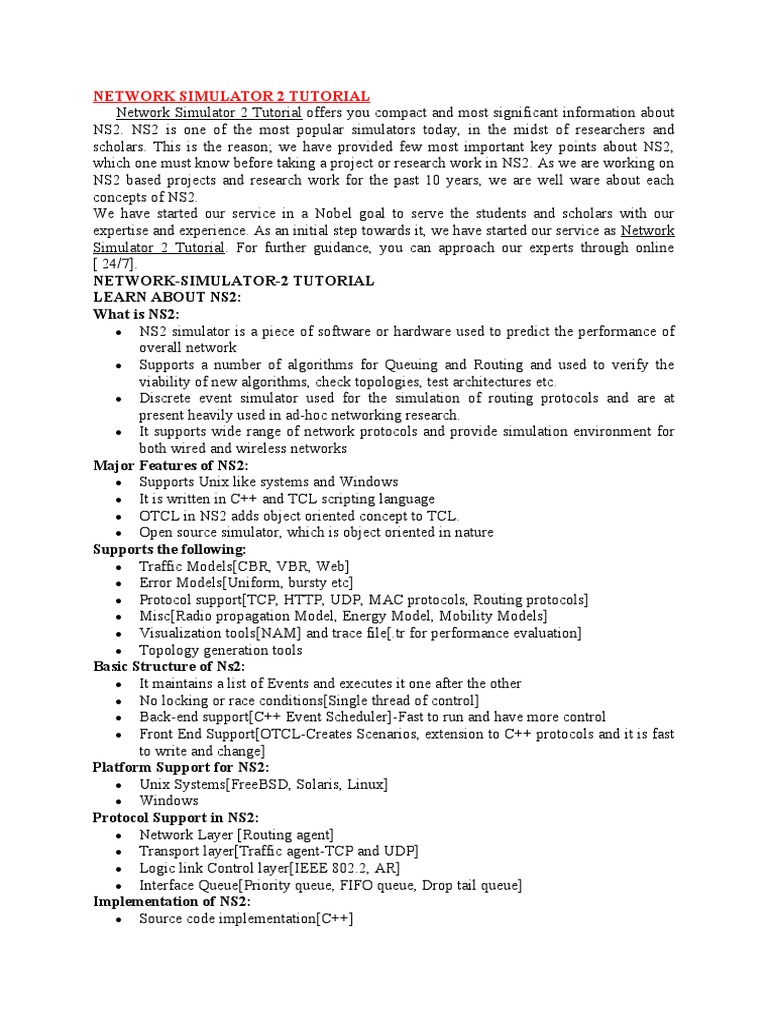 Network-Simulator-2 Tutorial Learn About Ns2: What Is NS2 | Download Free PDF | Class (Computer ...