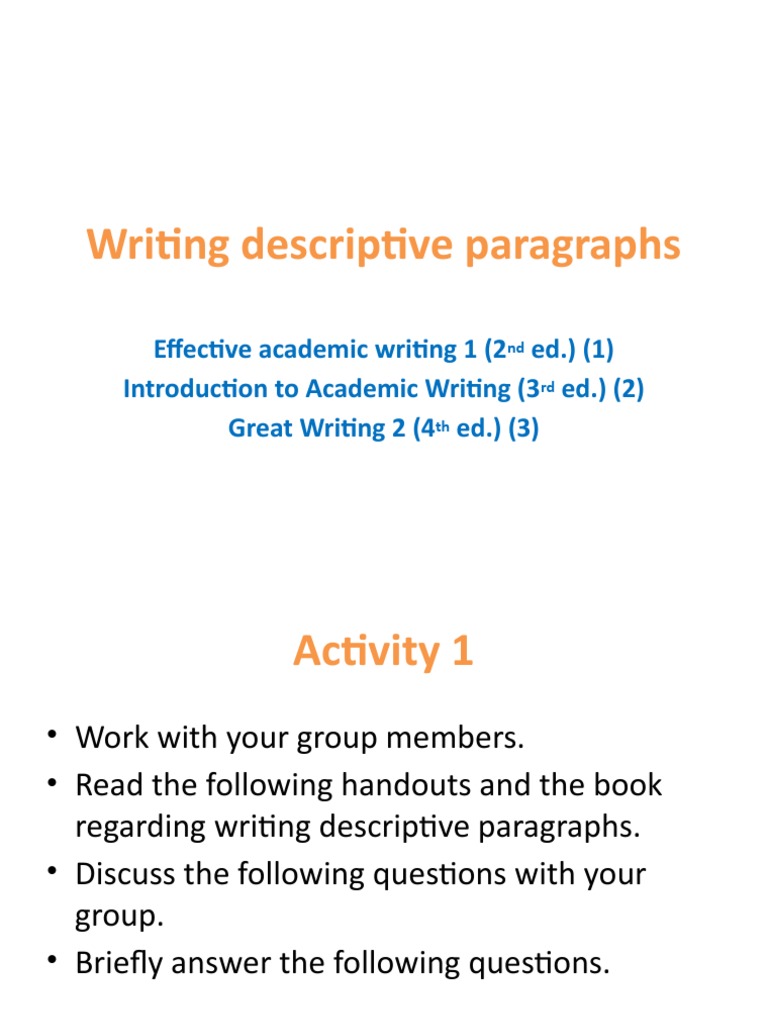 10 Unit 8 Descriptive Paragraphs | PDF | Senses | Paragraph