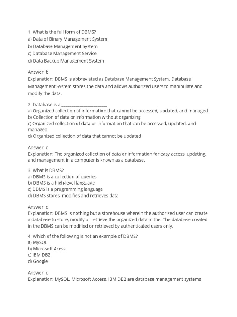 MCQ | PDF | Databases | Relational Database
